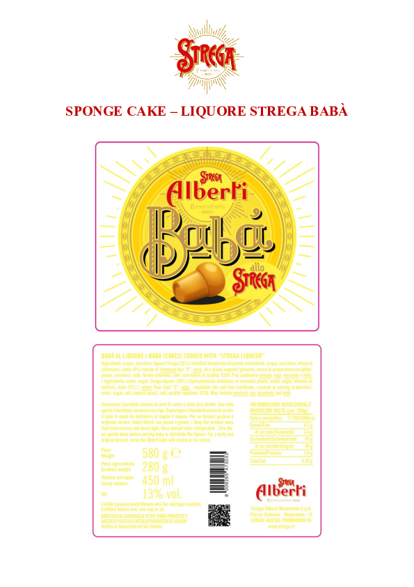 Sponge cake Babà labels | Strega Alberti Benevento SpA