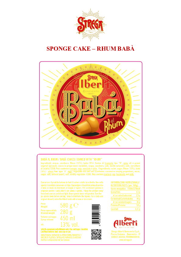 Sponge cake Babà labels | Strega Alberti Benevento SpA